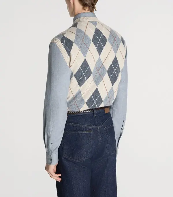 Dunhill Cashmere Argyle Sweater Vest - Beige