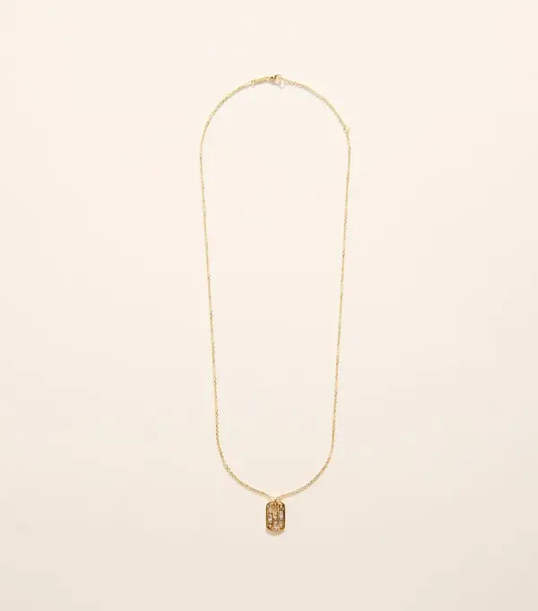 SUZANNE KALAN Yellow Diamond Dog Tag Pendant Necklace
