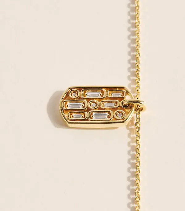 SUZANNE KALAN Yellow Diamond Dog Tag Pendant Necklace