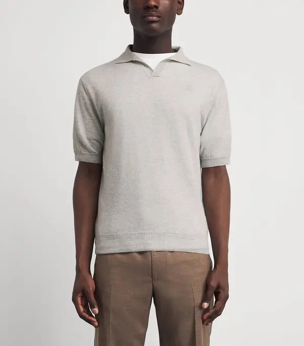 Paul & Shark Cashmere-linen Open-collar Polo Shirt