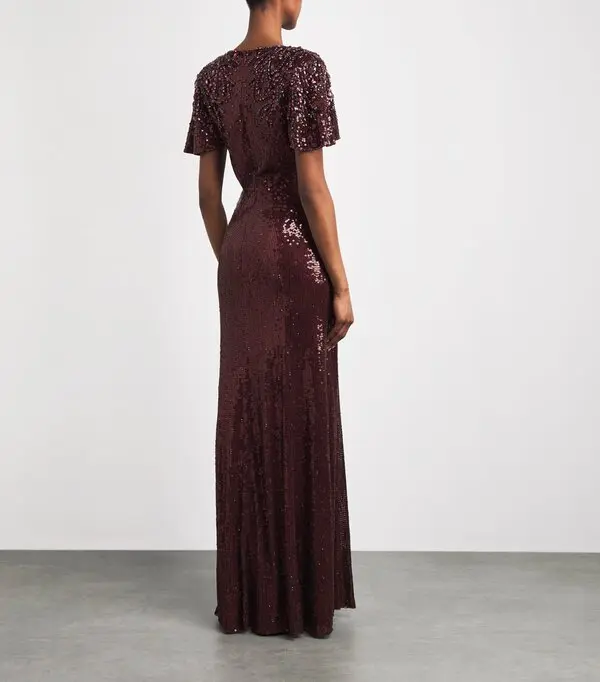 Jenny Packham Sequinned Gown - Red