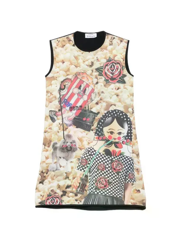 The Artistylist Sleeveless Mini Dress With Popcorn Print