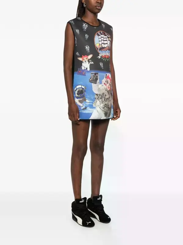 The Artistylist Graphic Print Mesh Panel Dress