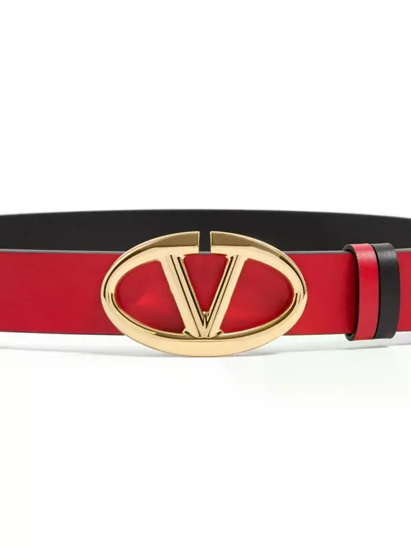 Valentino Garavani Vlogo Signature Reversible Calfskin Belt, 30mm - Black