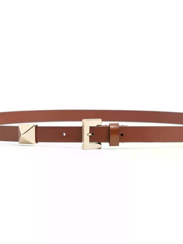 Valentino Garavani Shiny Calfskin Side Stud Belt - Brown