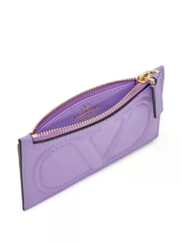 Valentino Garavani Vlogo Walk Zip Card Holder In Nappa - Purple