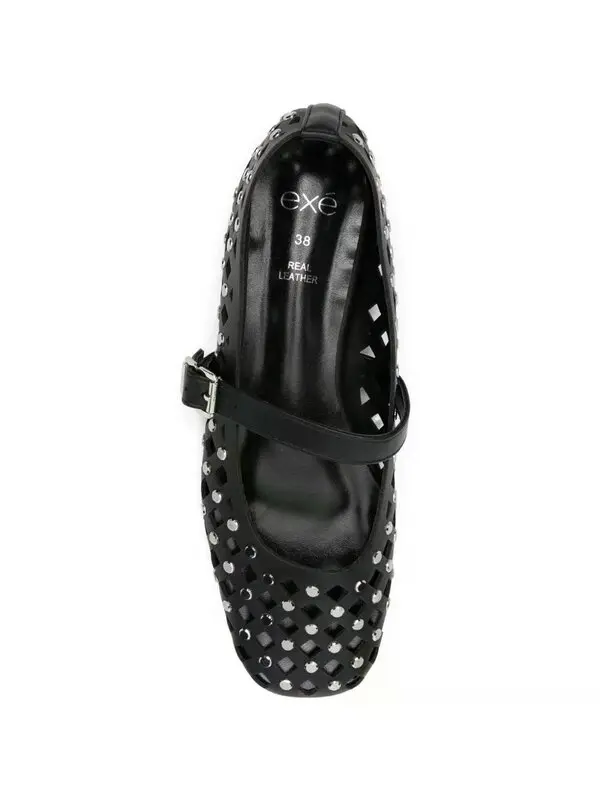 EXÈ Stud-embellished Cut-out Ballet Flats