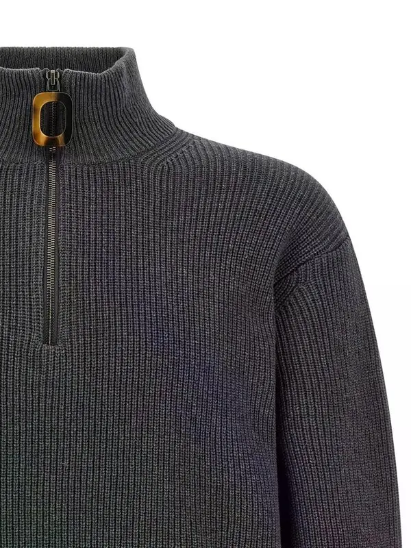 JW Anderson Rib-knit High Neck Half-zip Sweater