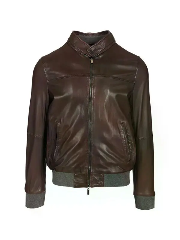 Al Duca D'aosta Ribbed-trim Leather Jacket