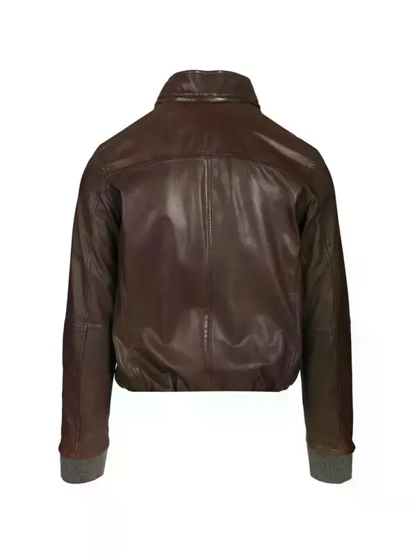 Al Duca D'aosta Ribbed-trim Leather Jacket