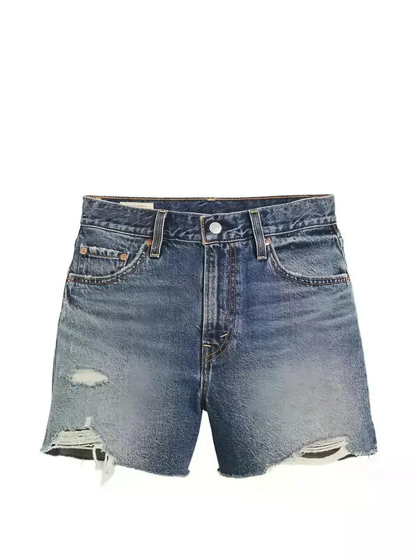 LEVI'S Distressed Frayed-hem Denim Shorts - Blue
