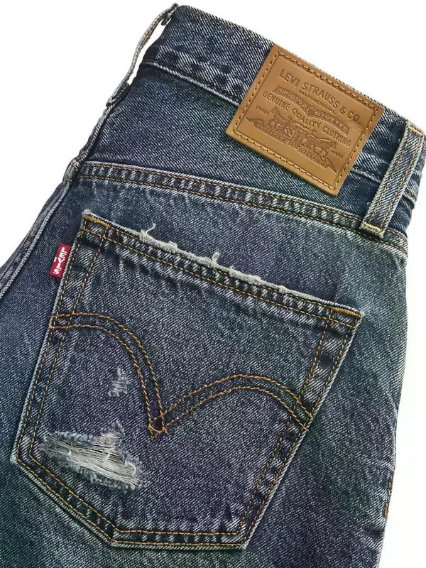 LEVI'S Distressed Frayed-hem Denim Shorts