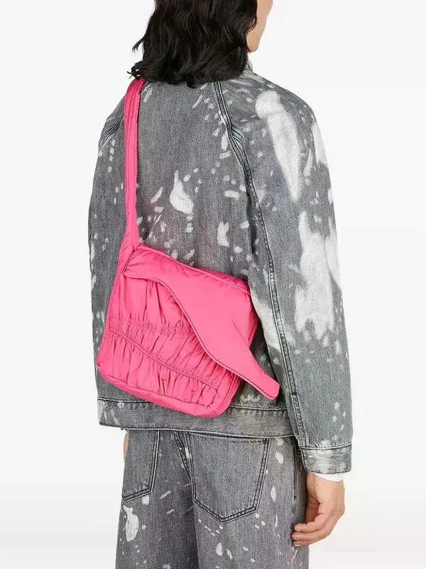 RUSFRCADE Ruched Flap Messenger Bag