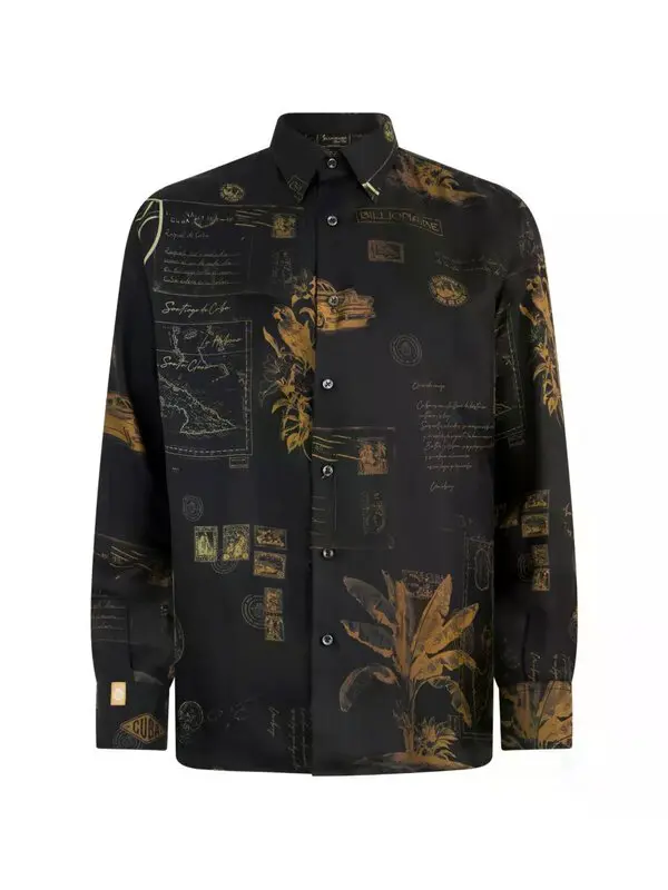 BILLIONAIRE Letter Printed Silk Shirt