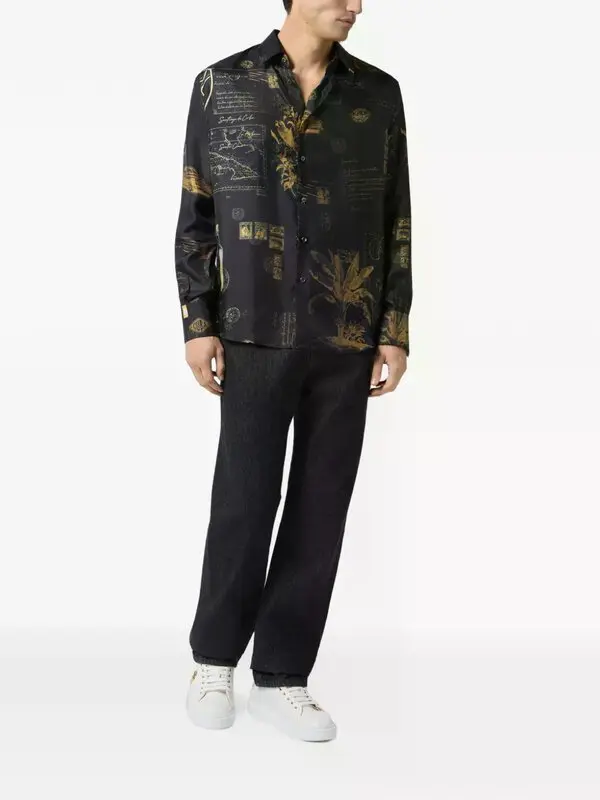 BILLIONAIRE Letter Printed Silk Shirt