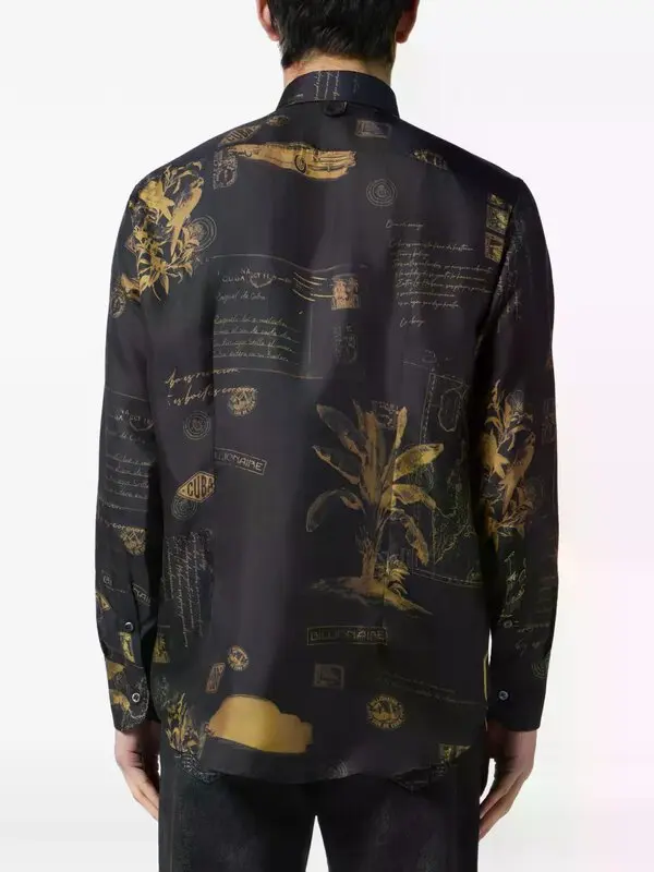 BILLIONAIRE Letter Printed Silk Shirt