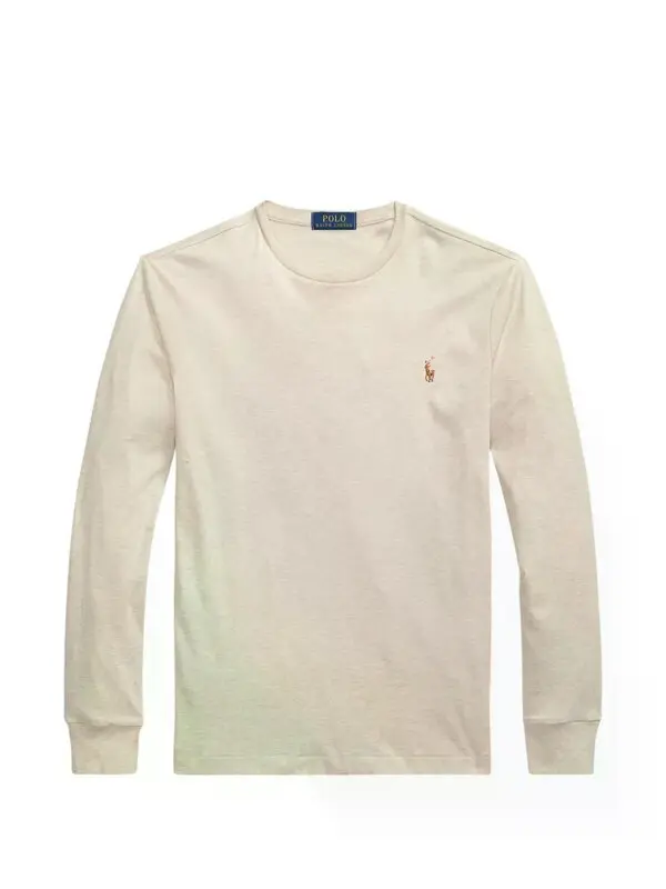 Polo Ralph Lauren Long-sleeve Embroidered-logo T-shirt - Neutrals