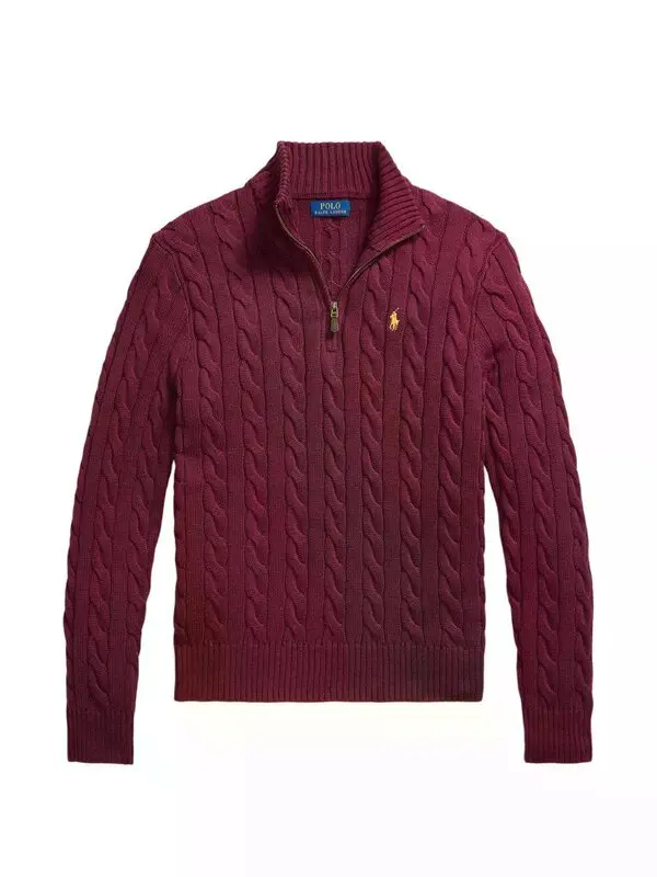 Polo Ralph Lauren Cable-knit Quarter-zip Sweater - Red