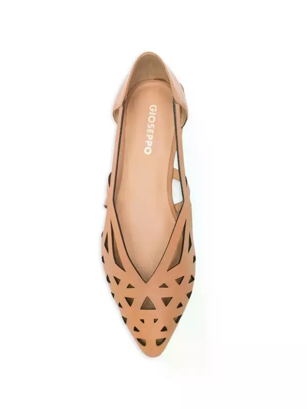 GIOSEPPO Bumala Cut-out Leather Ballet Flats - Brown