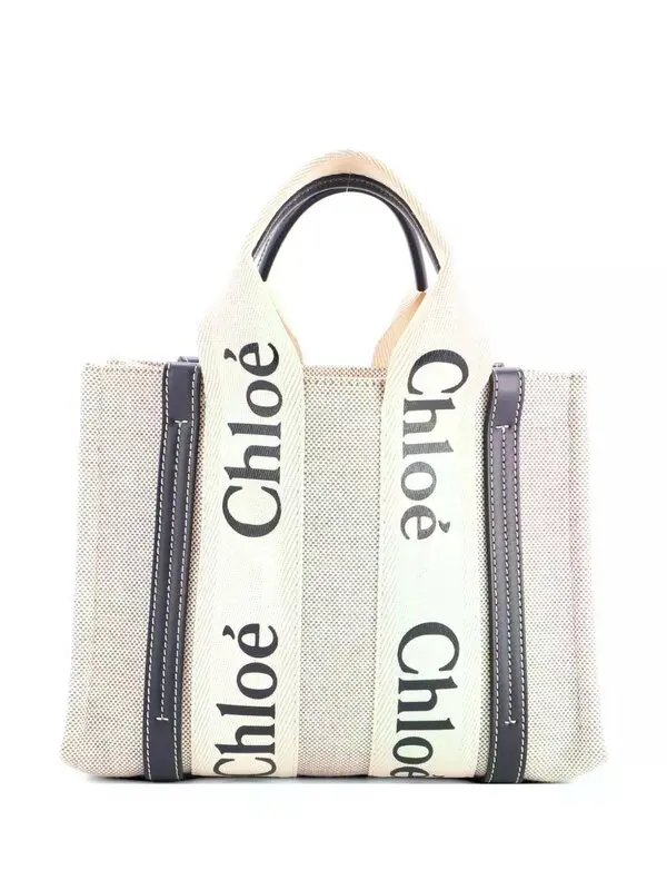 Chloé Woody Canvas And Leather Tote Bag - Blue