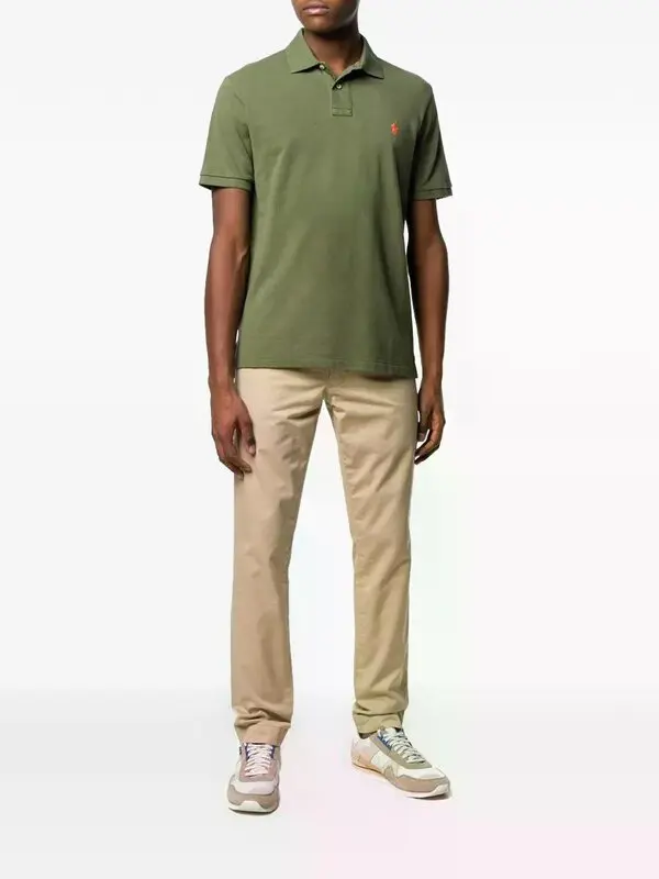 Polo Ralph Lauren Logo Embroidered Piqué Mesh Polo Shirt - Green