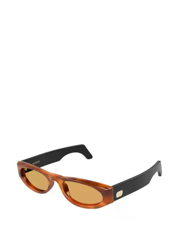 Valentino Garavani Vlogo Oval-frame Sunglasses - Brown