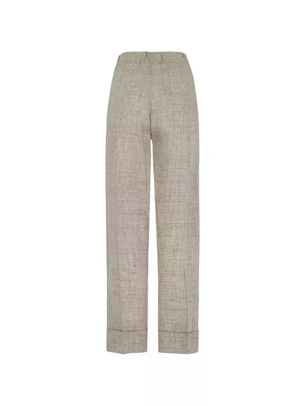 D.exterior Linen Turn-up Trousers
