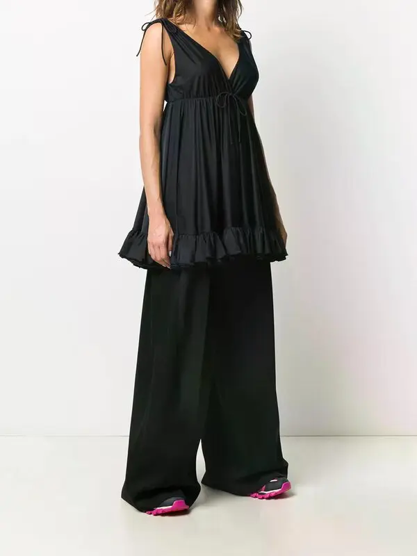 Balenciaga V-neck Sleeveless Ruffle Hem Top