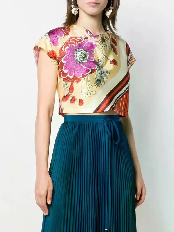 Chloé Printed Silk Satin Crop Top