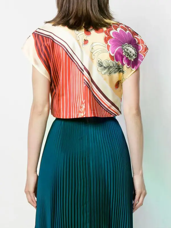 Chloé Printed Silk Satin Crop Top