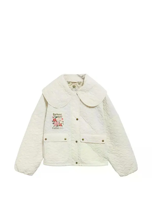 Barbour X Farm Rio Quilted Jacket With Floral Embroidery - Neutrals