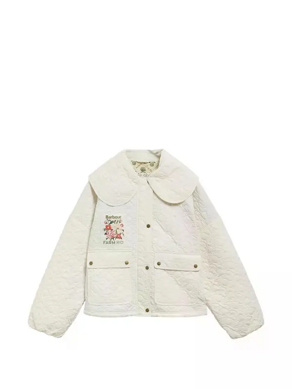Barbour X Farm Rio Quilted Jacket With Floral Embroidery - Neutrals