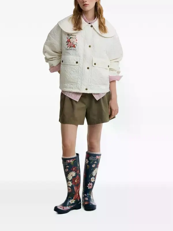 Barbour X Farm Rio Quilted Jacket With Floral Embroidery