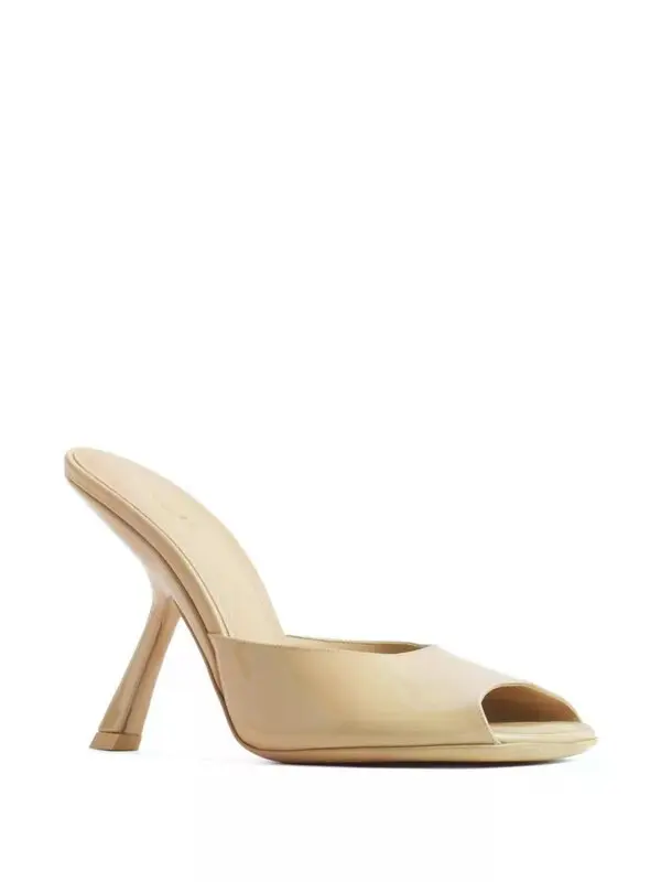MUGLER Patent Peep-toe Sculptural Heel Mules