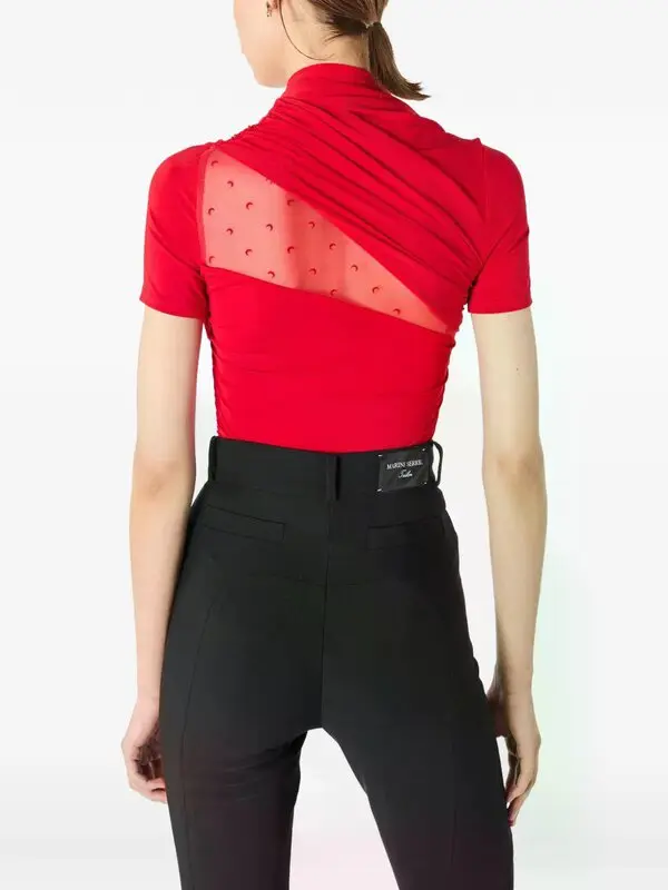 MARINE SERRE Draped Jersey And Plumetis Top