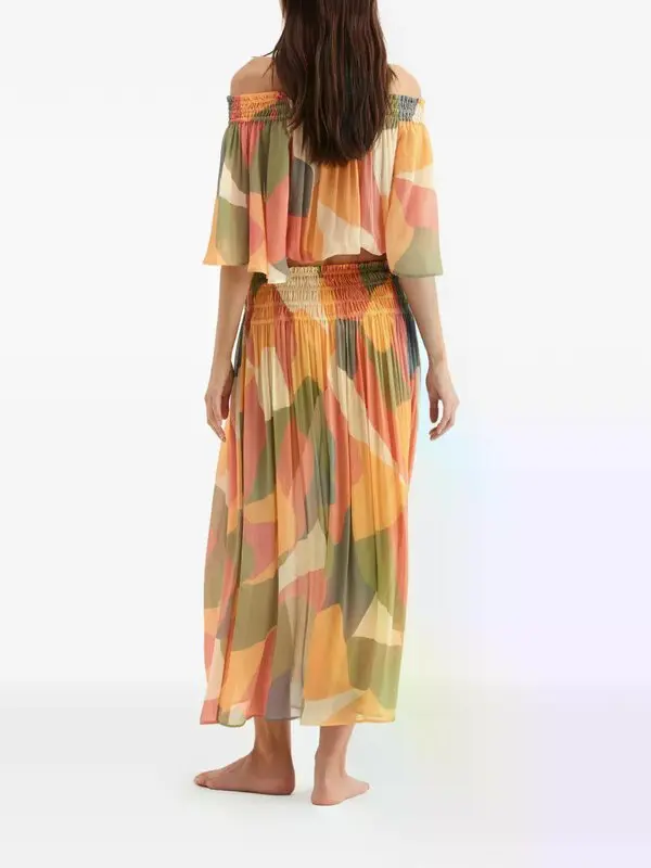 ERES Geometric Print Off-the-shoulder Top - Multicolour
