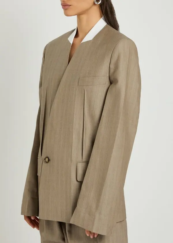 Victoria Beckham Folded-collar Double-breasted Wool Jacket