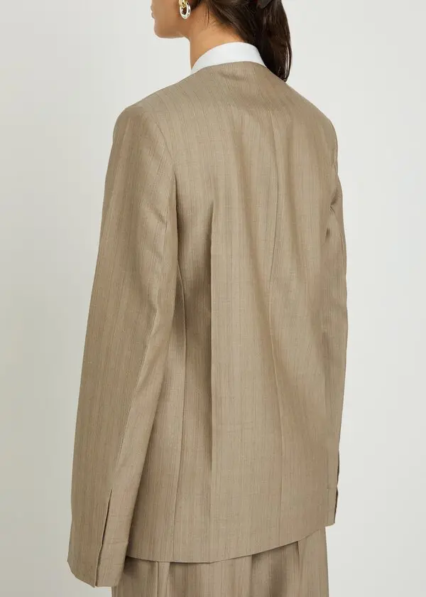 Victoria Beckham Folded-collar Double-breasted Wool Jacket