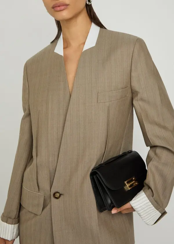 Victoria Beckham Folded-collar Double-breasted Wool Jacket