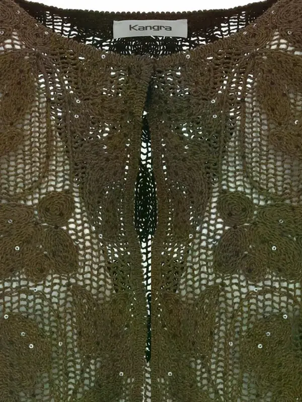 KANGRA Sequin-embellished Embroidered Crochet Cardigan