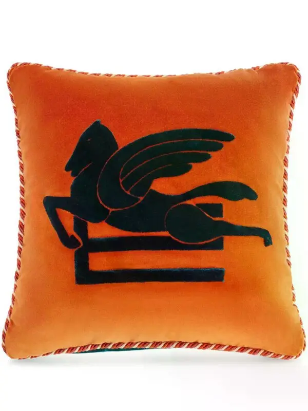 Etro Embroidered Cushion - Orange