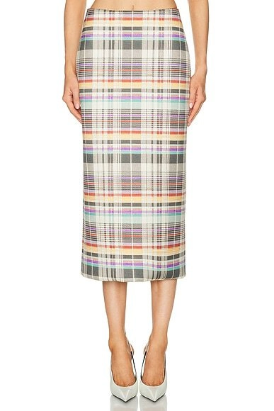 Brandon Maxwell Mercer Bonded Pencil Skirt - Multicolor Plaid