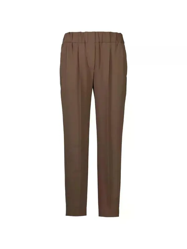 Brunello Cucinelli Pleated Trousers With Elasticated Waist - Brown