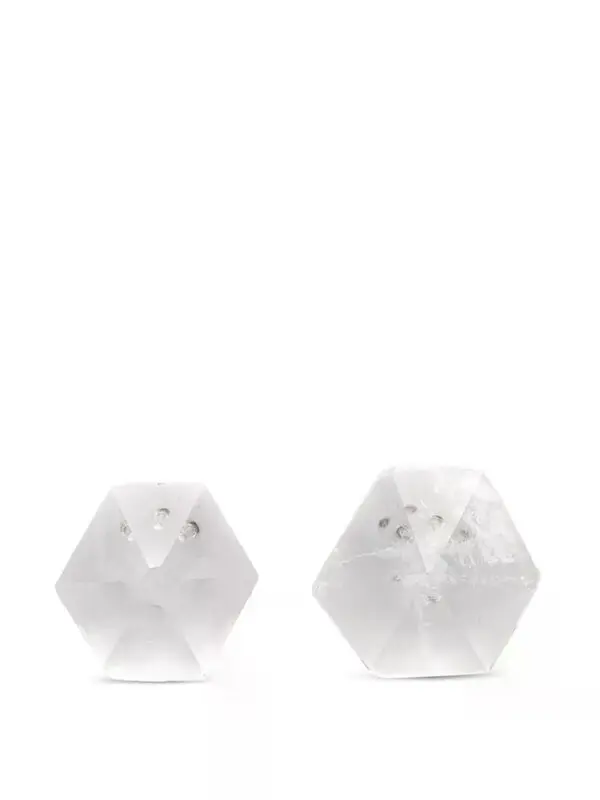 MONIES Faceted Crystal Hexagonal Stud Earrings - Silver