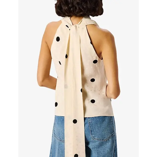 Whistles Polka-dot Halterneck Satin Blouse