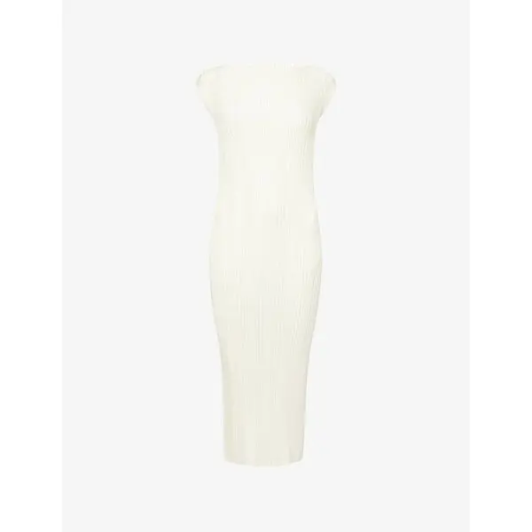 Issey Miyake Sleeveless Pleats Knit Midi Dress - Neutral
