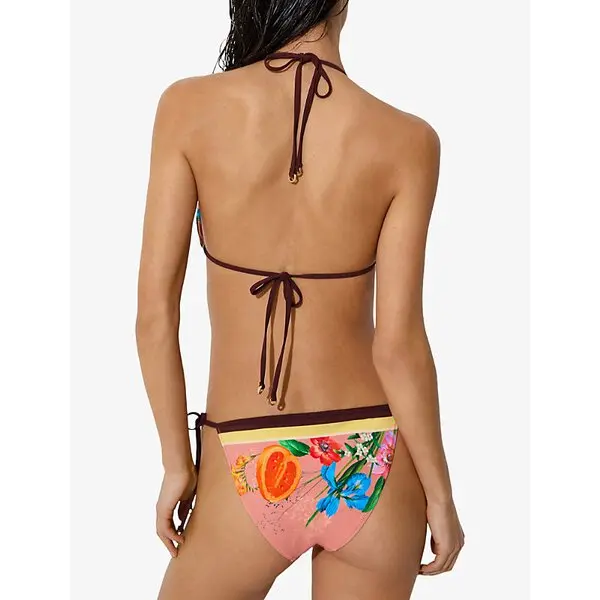 REISS Tina Tropical-print Bikini Top