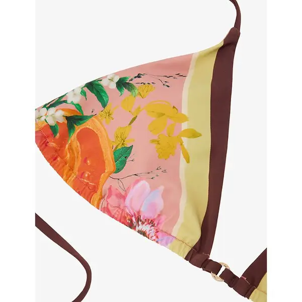 REISS Tina Tropical-print Bikini Top