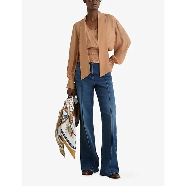 REISS Phoebe Tie-neck Woven Blouse