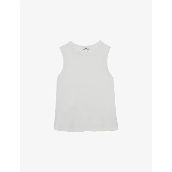 REISS Rian Silk-front Woven Vest - White